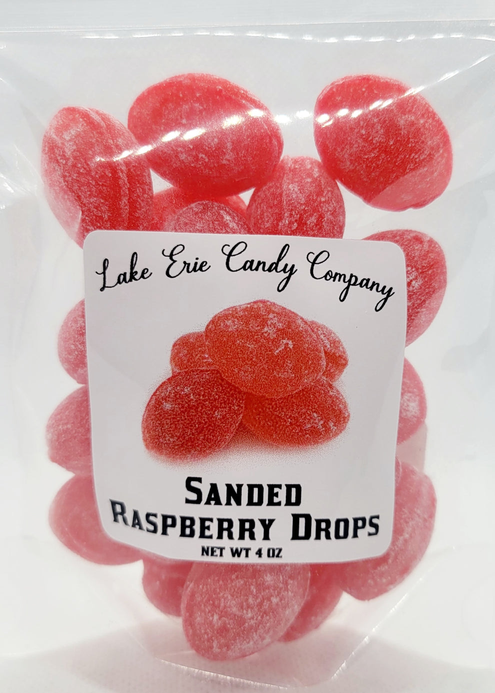 Sanded Raspberry Drops – Lake Erie Candy Company